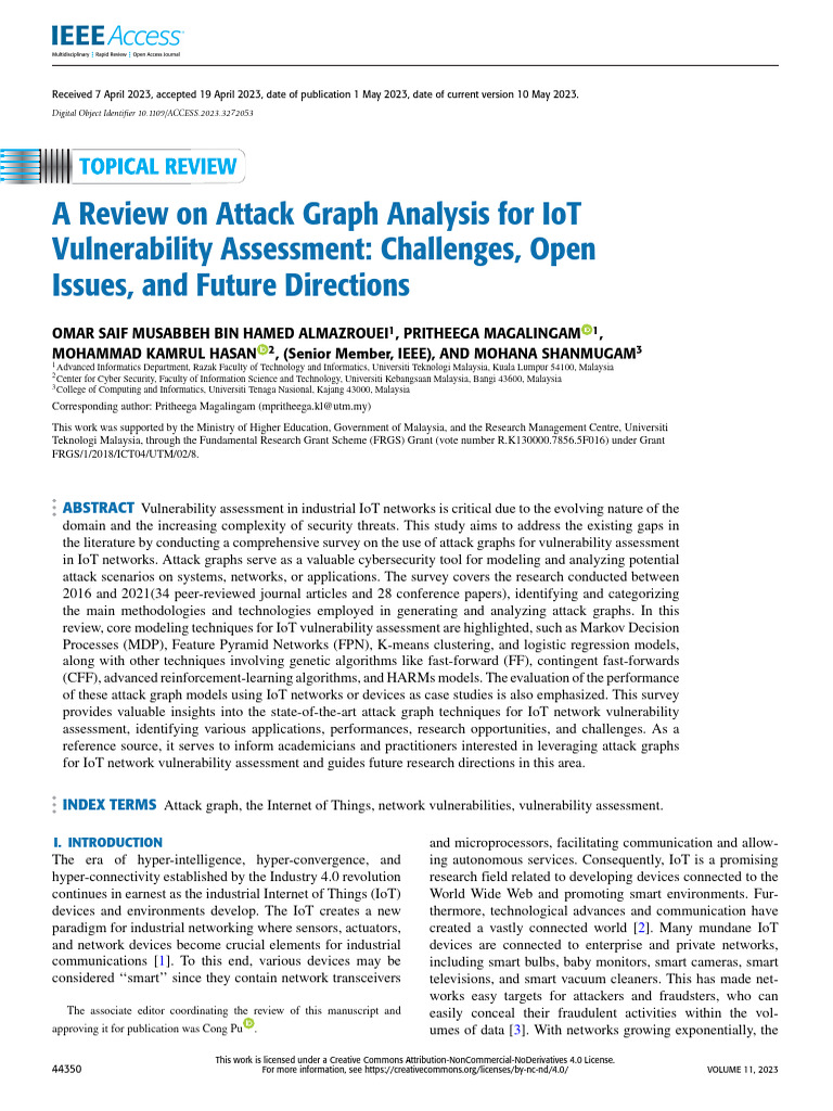 A Review On Attack Graph Analysis For IoT Vulnerability Assessment Challenges Open Issues and ...