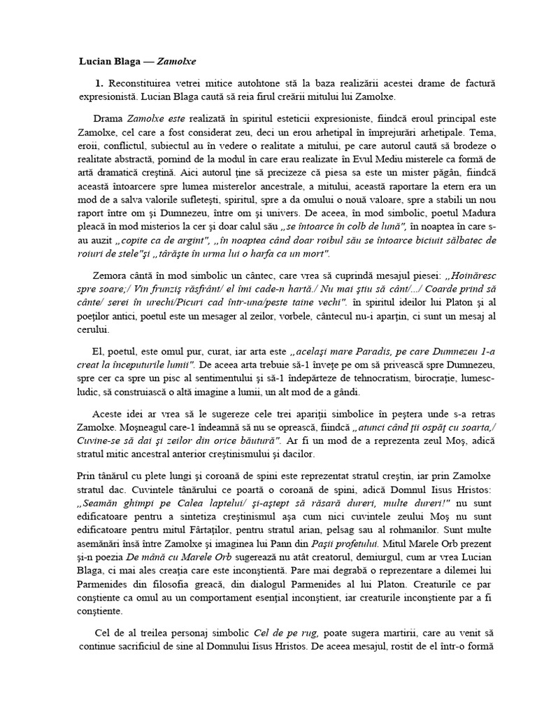 154429901-Lucian-Blaga-Zamolxe-doc | PDF