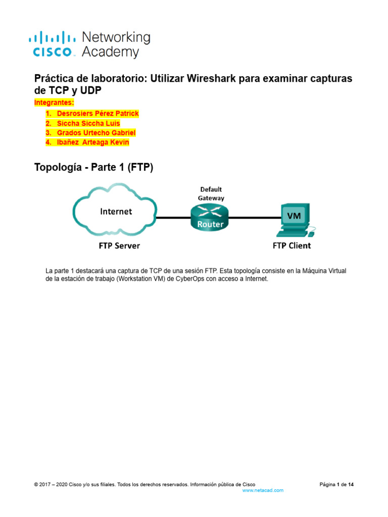 10.4.3 Lab - Using Wireshark To Examine TCP and UDP Captures | PDF | Protocolo de Control de ...