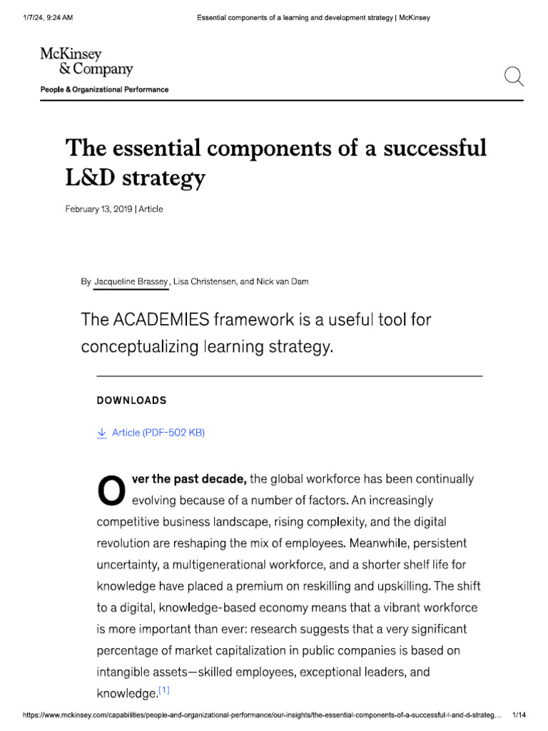 Essential Components of A Successful Learning & Development Strategy | PDF