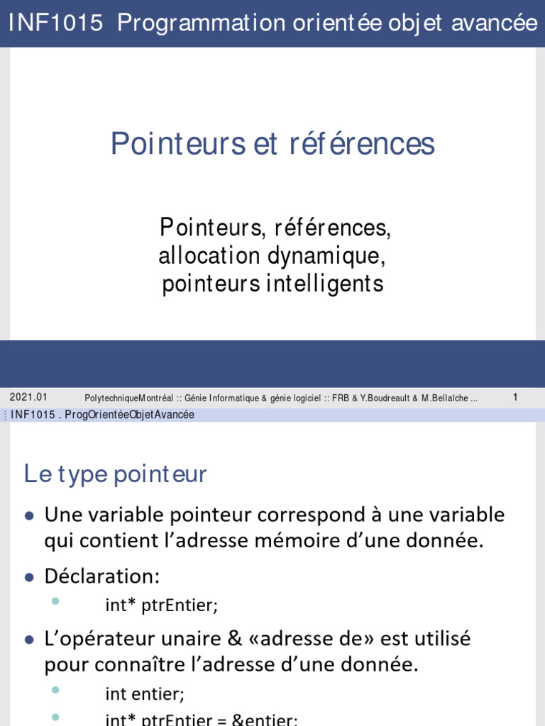 03-Pointeurs Et Références | PDF | Pointeur (programmation) | Génie logiciel