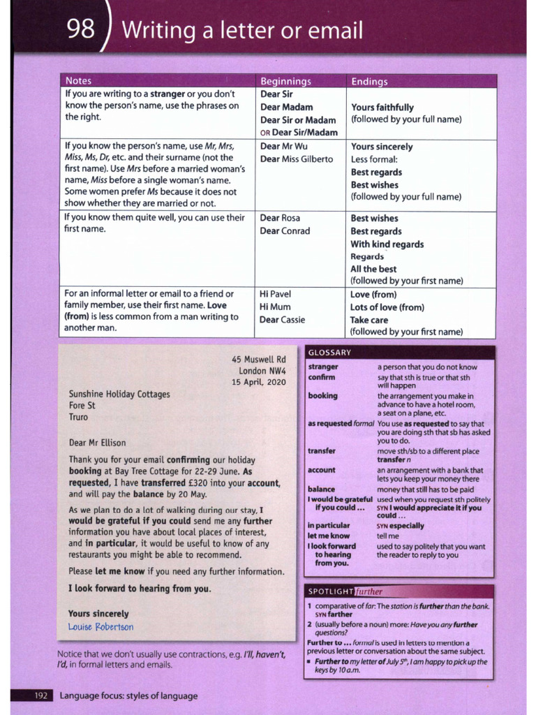 Writing A Letter or Email | PDF