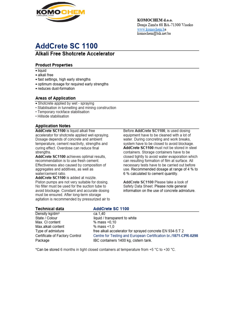 TDS AddCrete SC 1100eng | PDF | Concrete | Building Engineering