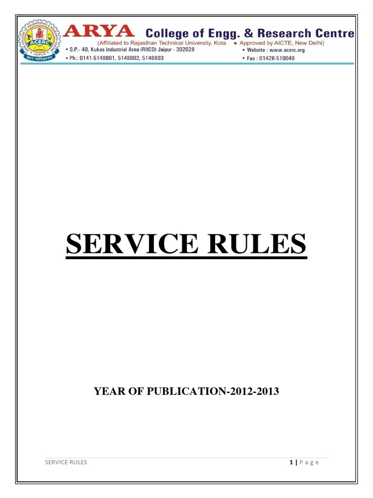 7.1.10 Service Rule Book of ACERC | PDF | Lecture | Employment