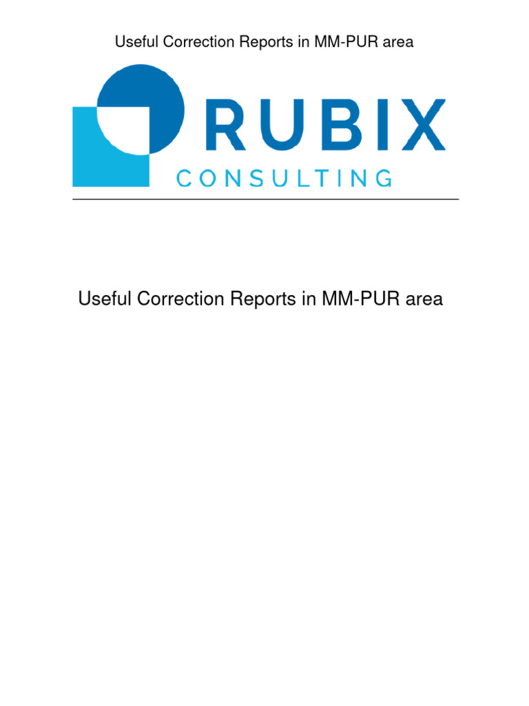 MM-PUR Correction Reports Overview | PDF | Software | Information ...