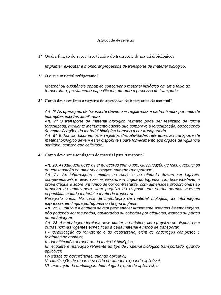 Transporte de Material Biológico: RDC 504/2021 | PDF | Humano