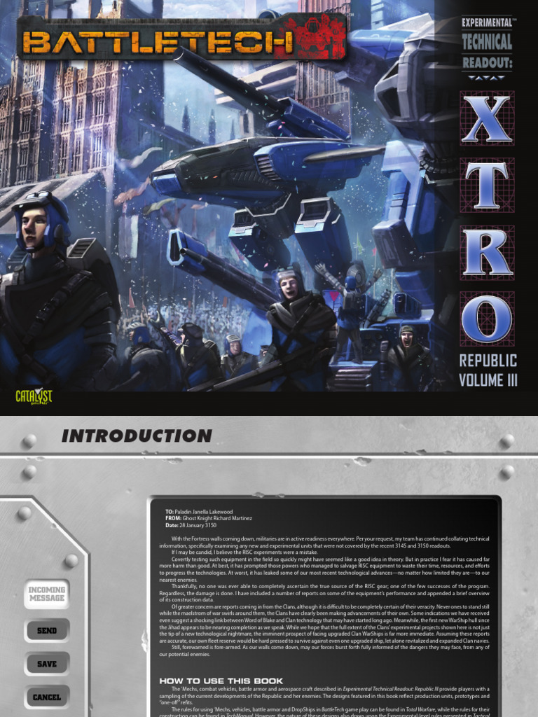 Experimental Technical Readout Republic Volume III | PDF | Battle Tech ...
