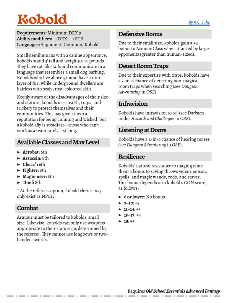 Kobold (Race) | PDF
