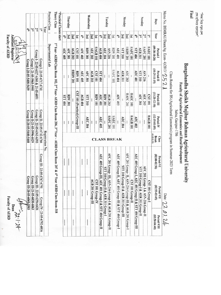 Class Routine for Summer-2023 | PDF