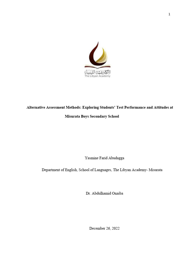 Alternative Assessments in EFL | PDF | Career & Growth