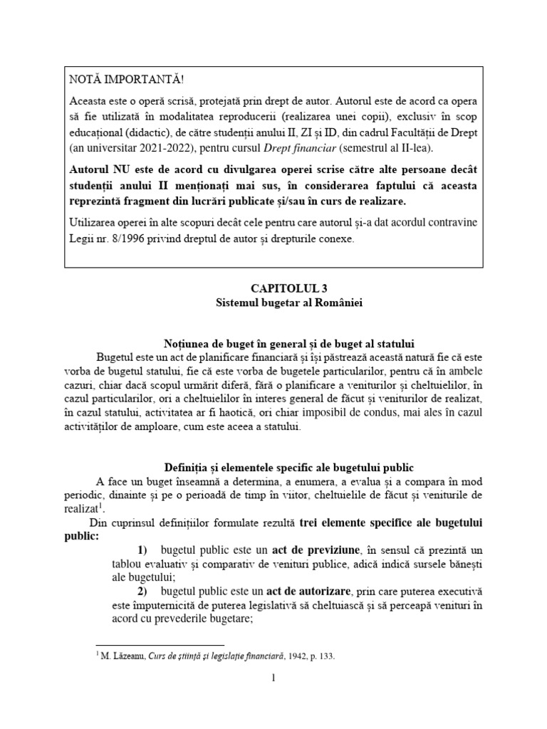 Cursul Nr. 3 - Sistemul Bugetar Al României | PDF
