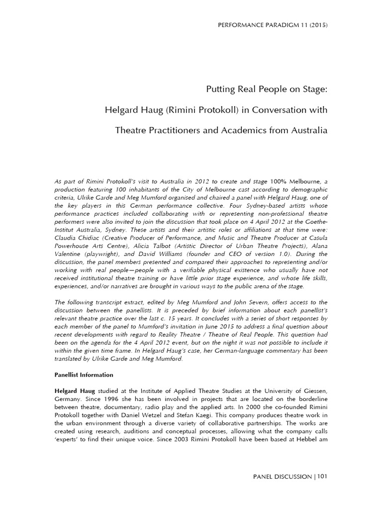 Putting Real People On Stage | PDF | Expert | Experience