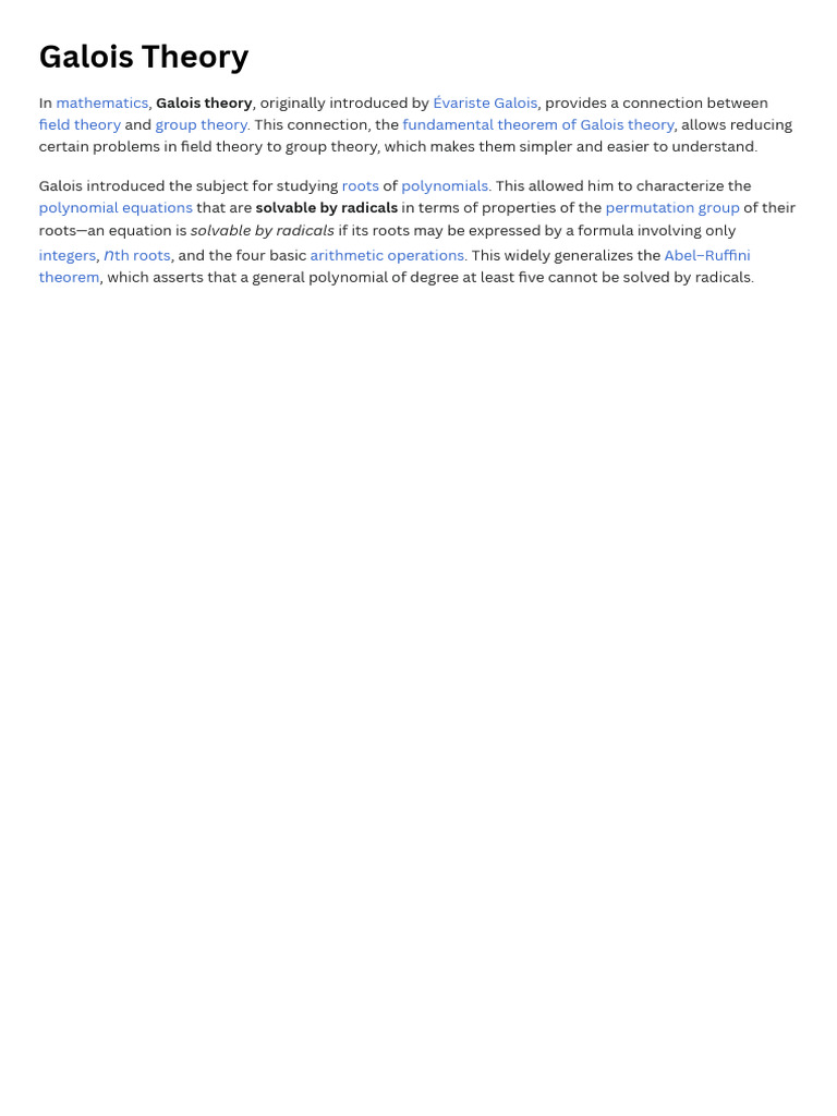 Galois Theory | PDF | Language Arts & Discipline