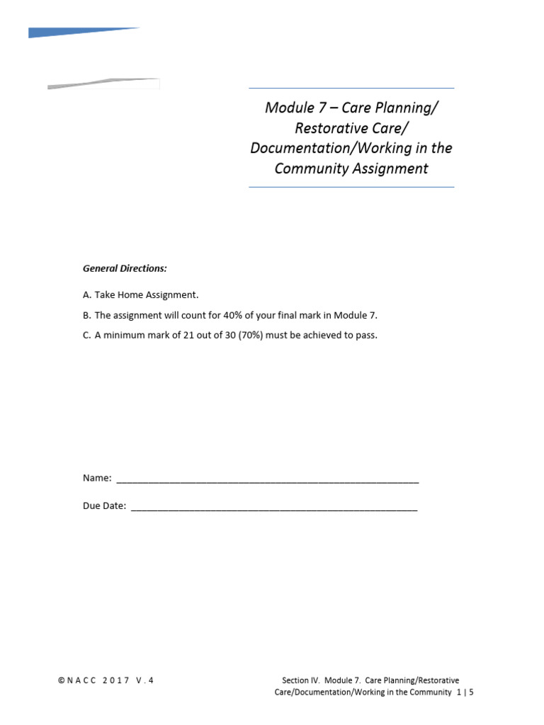 IV-8 Assigmt - Module 7 Care Planning | PDF | Cognition | Behavioural Sciences