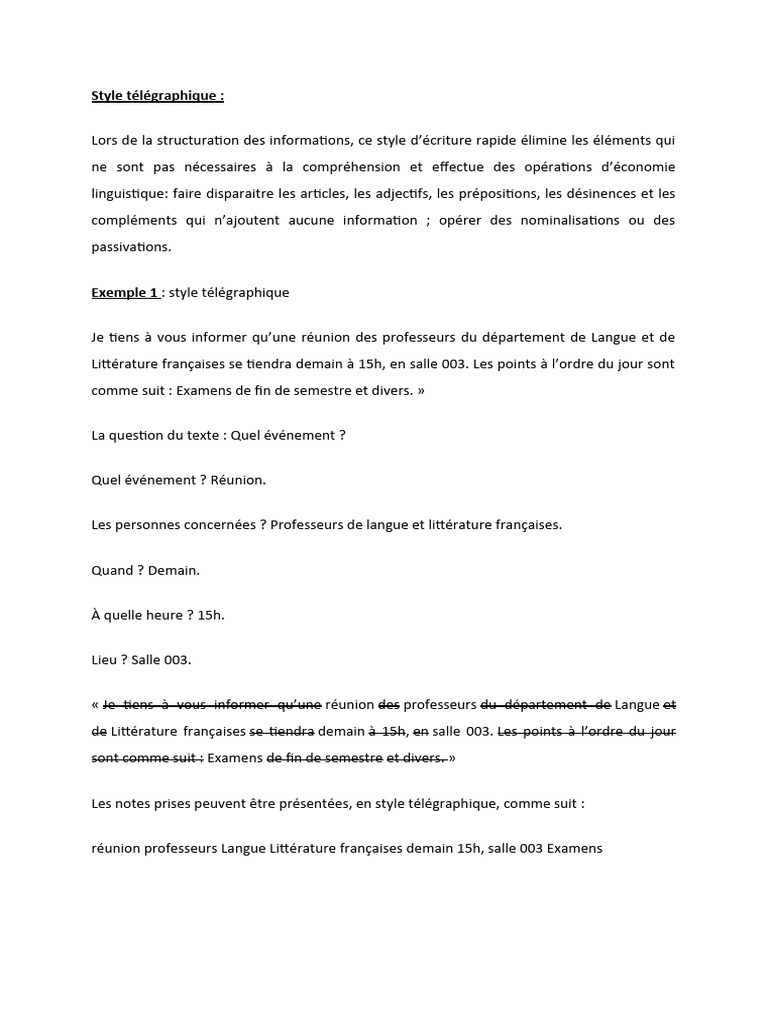 Style Télégraphique | PDF