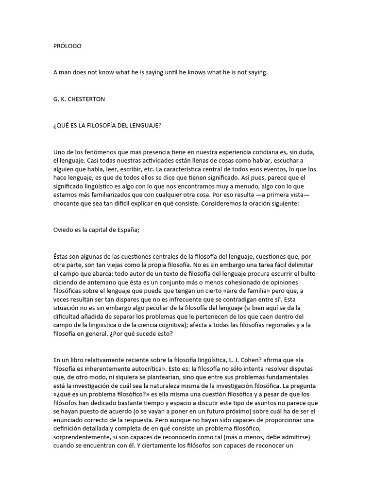 PRÓLOGO | PDF | Filosofía del lenguaje | Lingüística