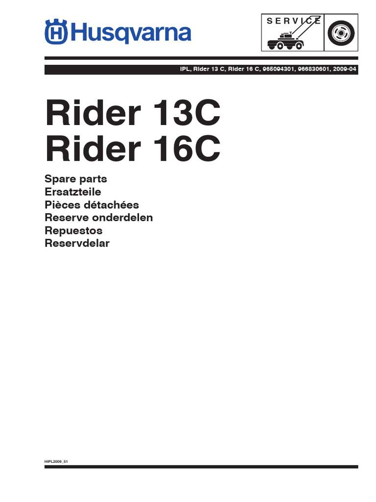 Husqvarna Rider 13C & 16C Parts Guide | PDF | Motor Vehicle | Car ...