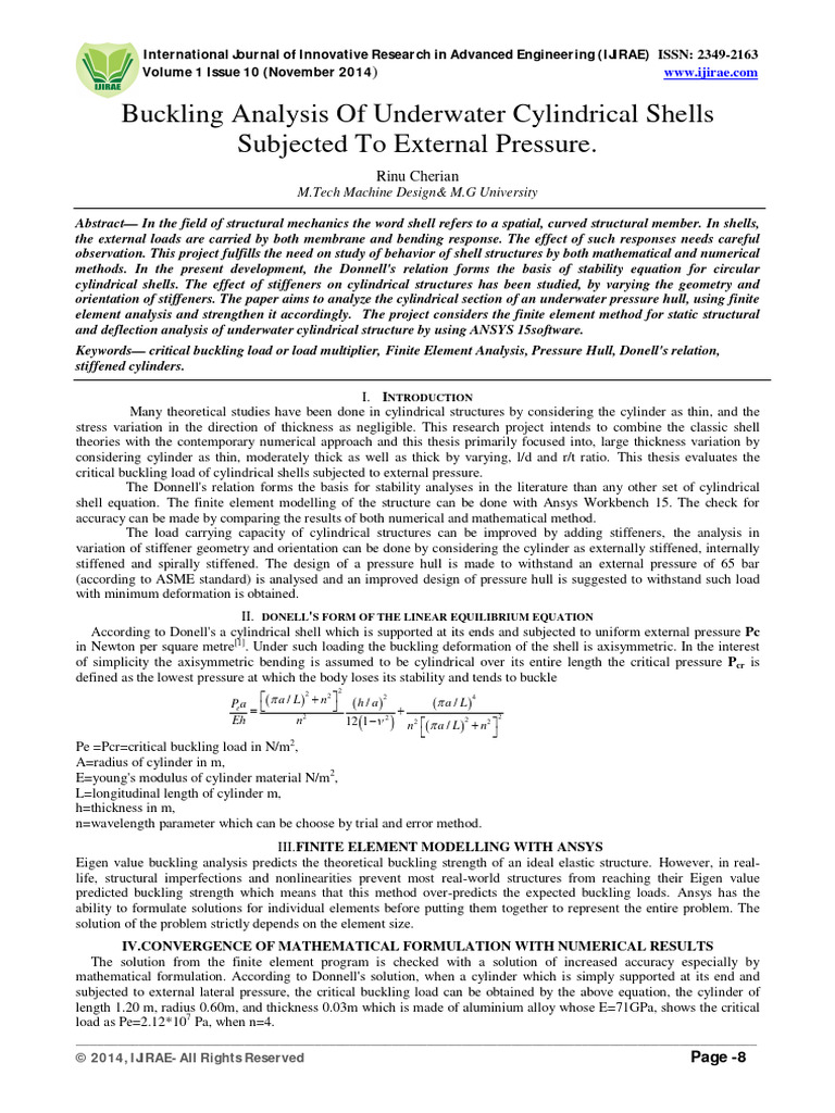 Buckling Analysis of Underwater Cylindri | Download Free PDF | Buckling ...