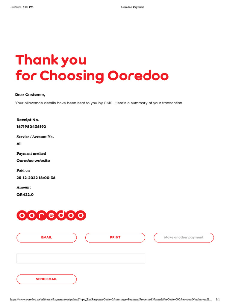 Ooredoo Payment | PDF