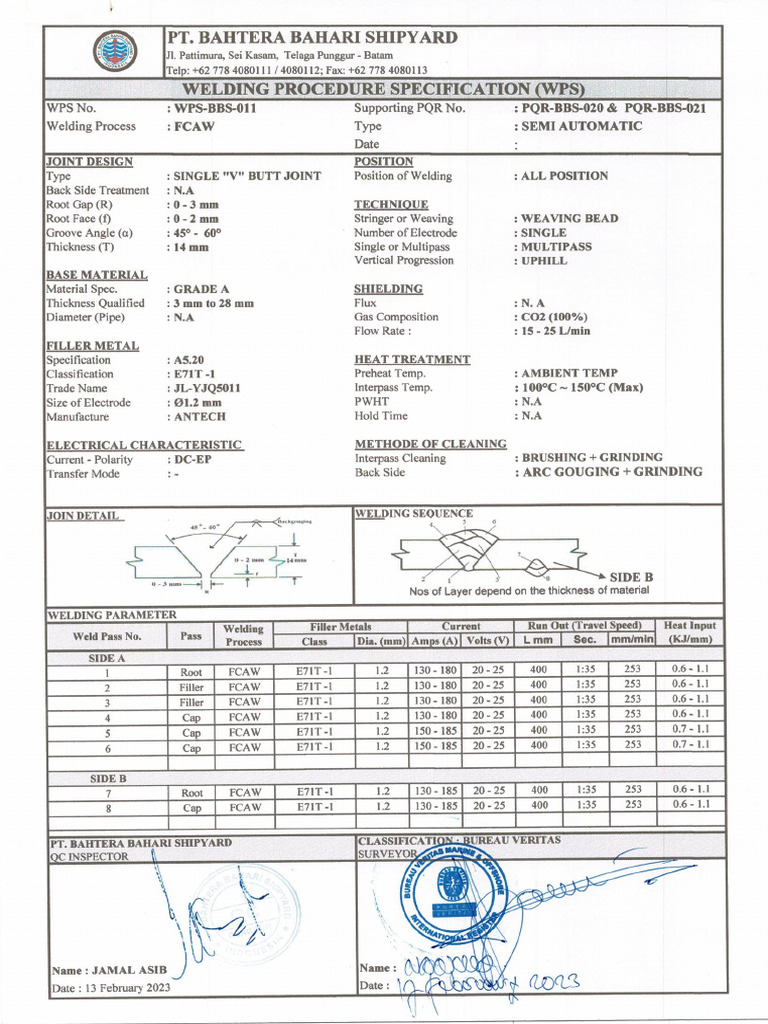 WPS - BBS - 011_FCAW | PDF