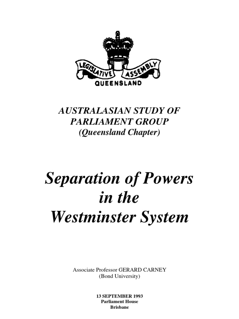 Separation of Powers in The Westminster System: Australasian Study of ...