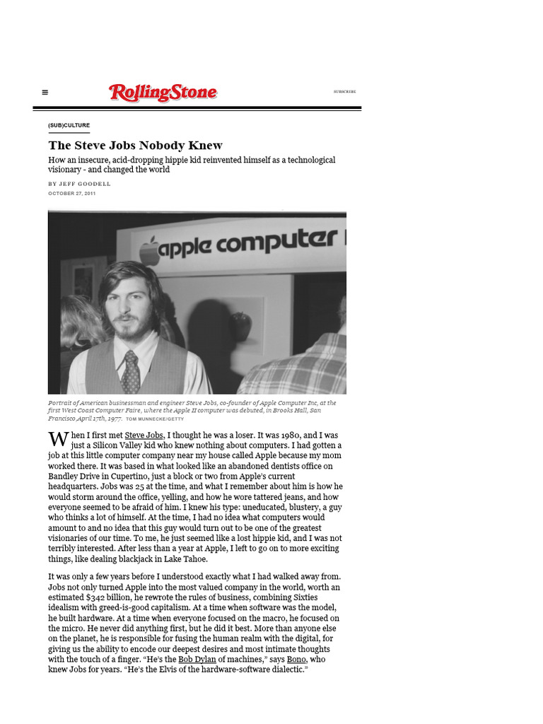 Steve Jobs: From Hippie to Visionary | PDF | Apple Inc. | Steve Jobs