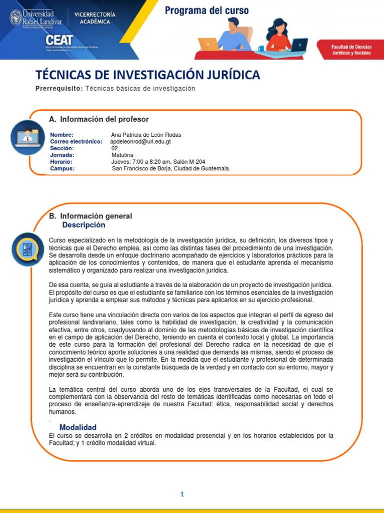 Programa FINAL Técnicas de Investigación Jurídica 2024 | PDF | Evaluación | Aprendizaje