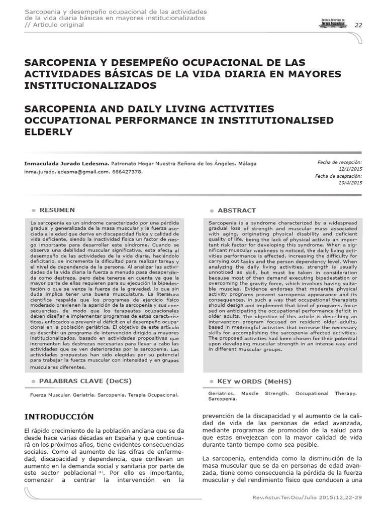 Resumen | Descargar gratis PDF | Vejez | Terapia ocupacional