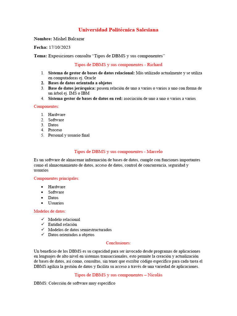 Resumen Base de Datos | PDF | Bases de datos | Software