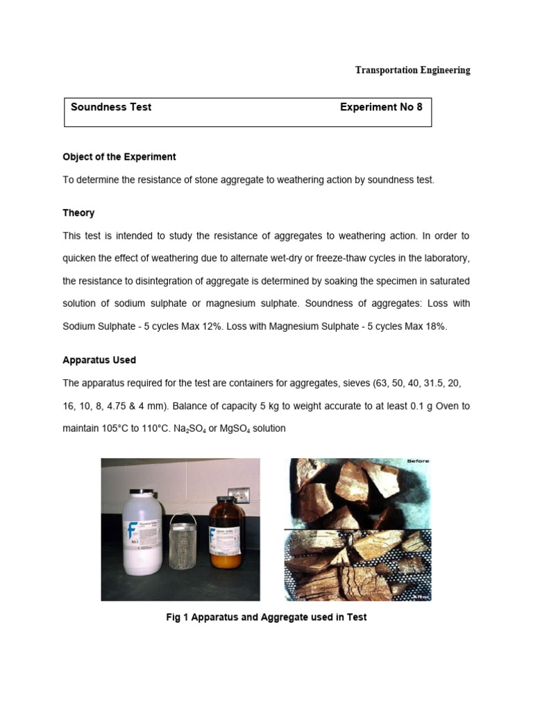 Experiment No 8 Soundness Test Download Free Pdf Chemistry