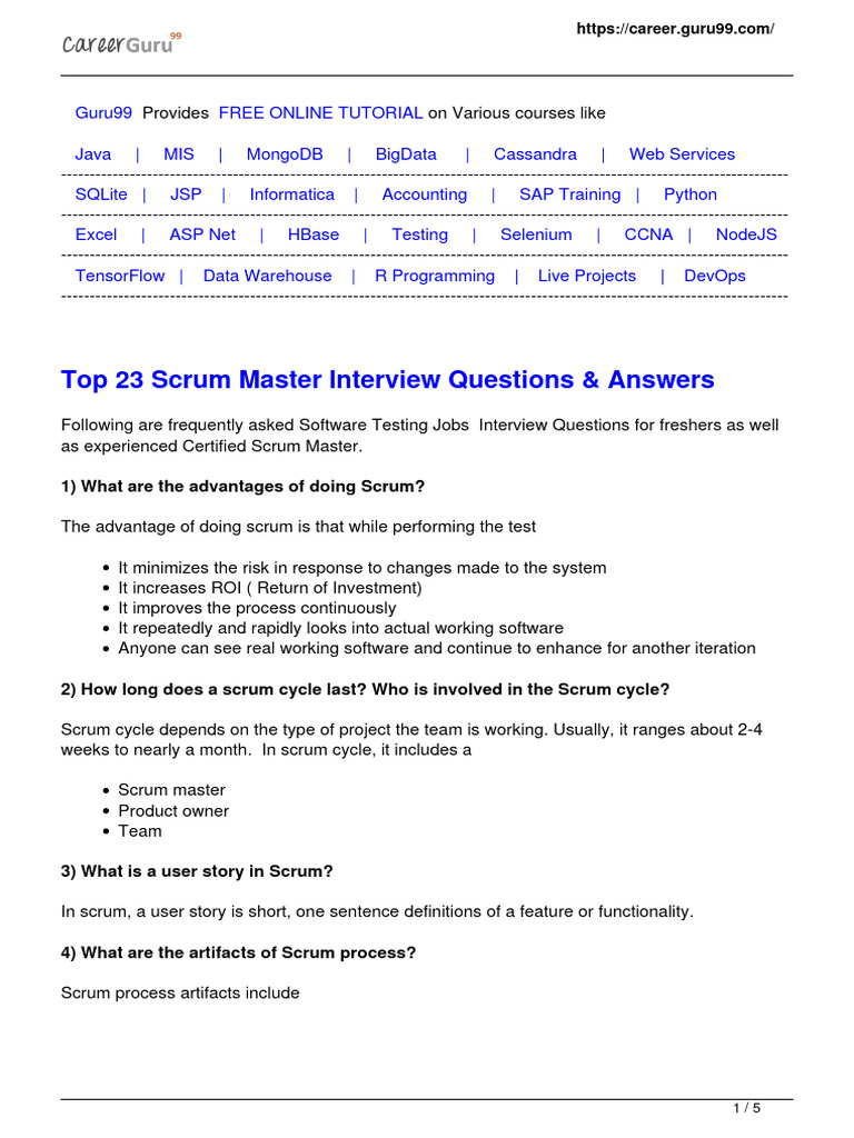 Top 22 Scrum Interview Questions | PDF | Scrum (Software Development) | Software Development Process