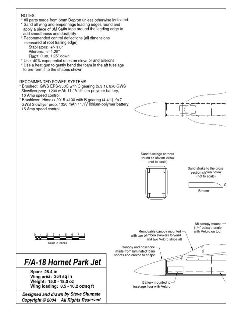 F-18 Parkflyer (Assembly Drawing) Rev A | PDF | Empennage ...