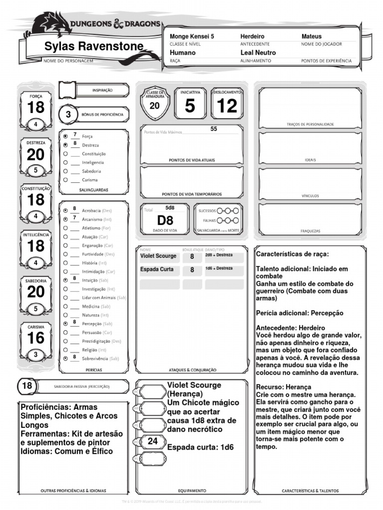 Ficha Monge Kensei | PDF