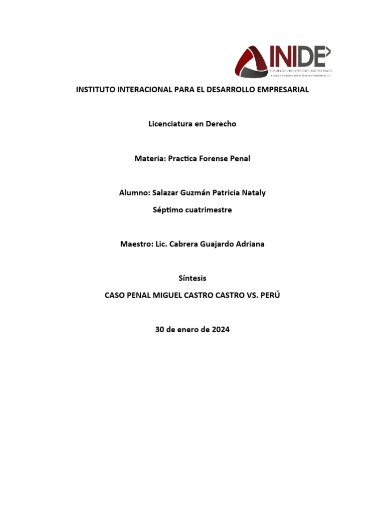 Caso Penal Miguel Catro Catro Vs Perú Pdf