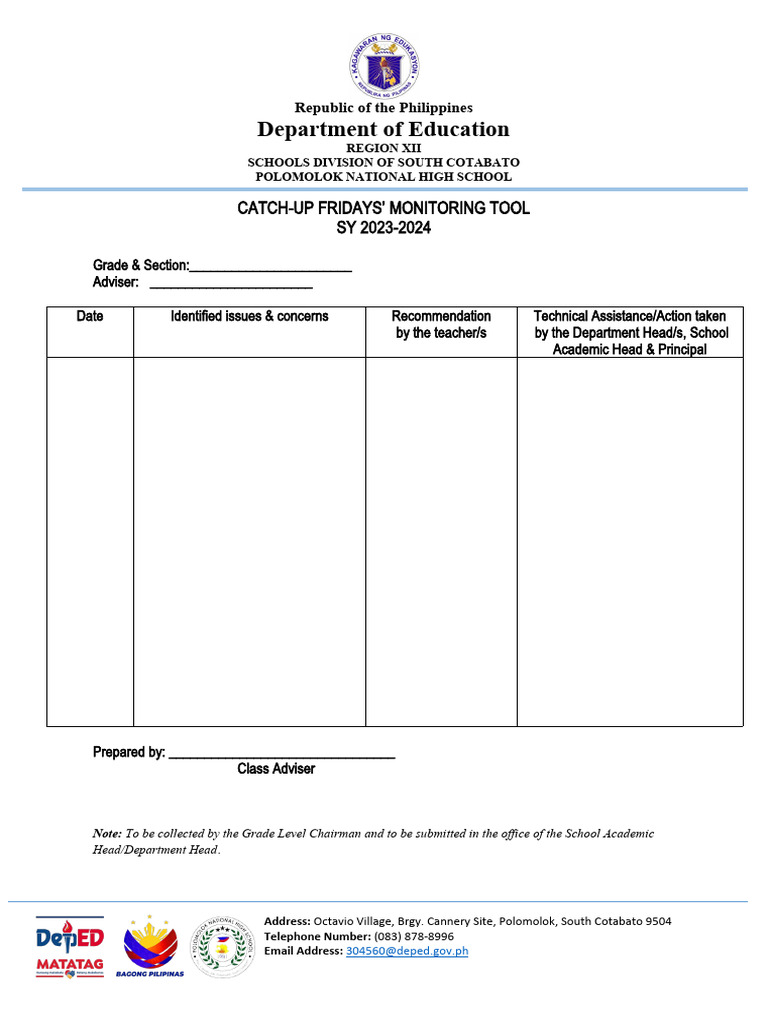 School Monitoring Tool Guide | PDF