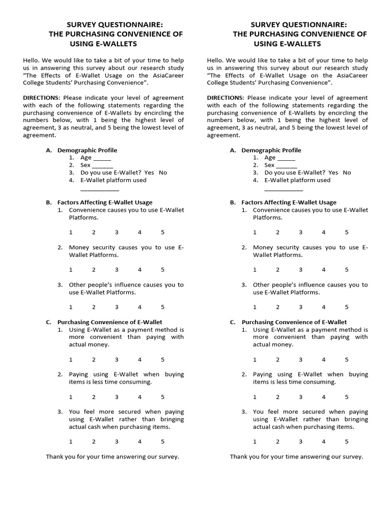 Survey Questionnaire 1 | PDF