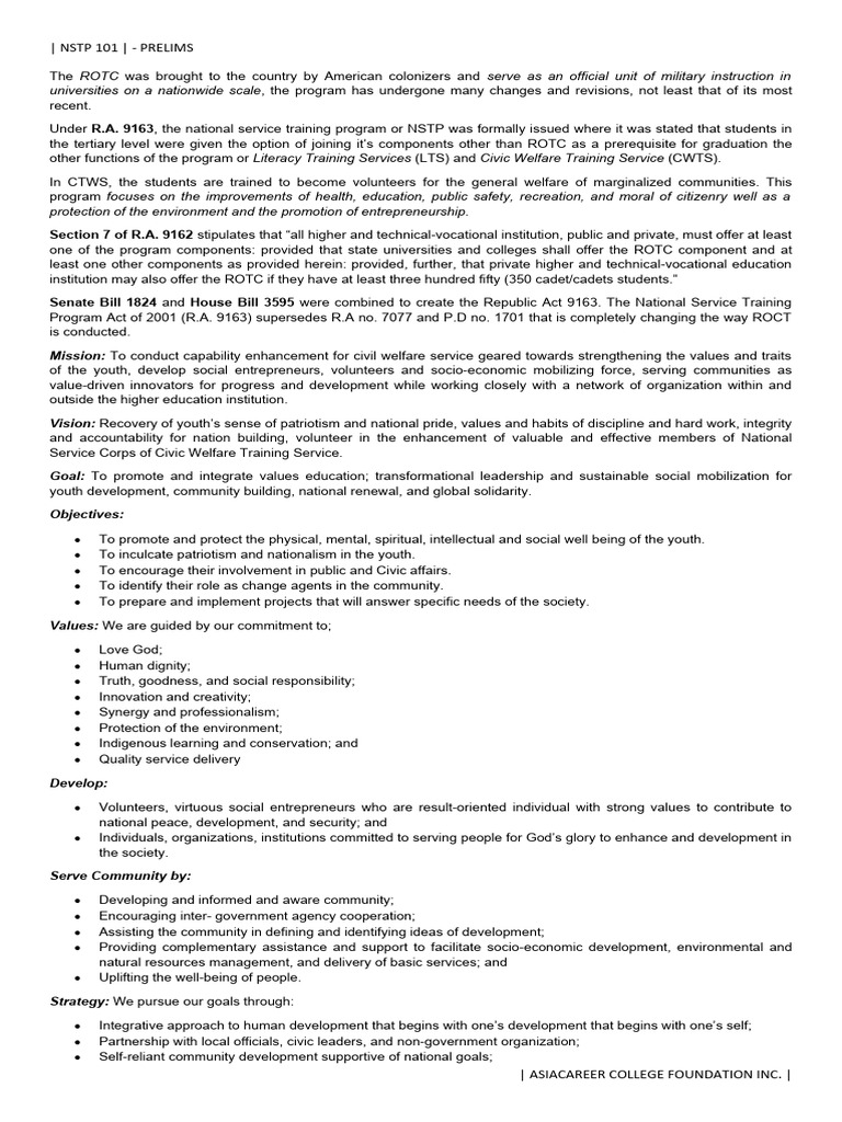 NSTP 101 | PDF
