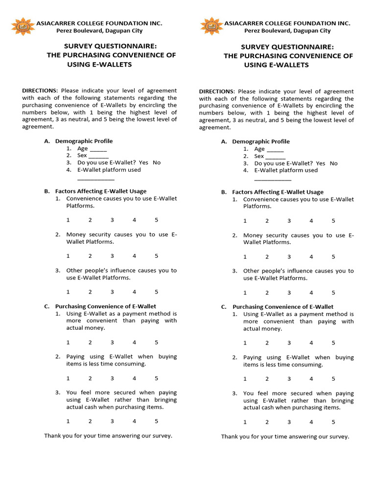 Survey Questionnaire 1-2 | PDF | Computers