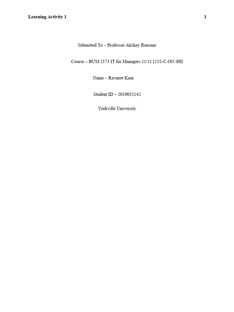 Learning Activity 1 | PDF