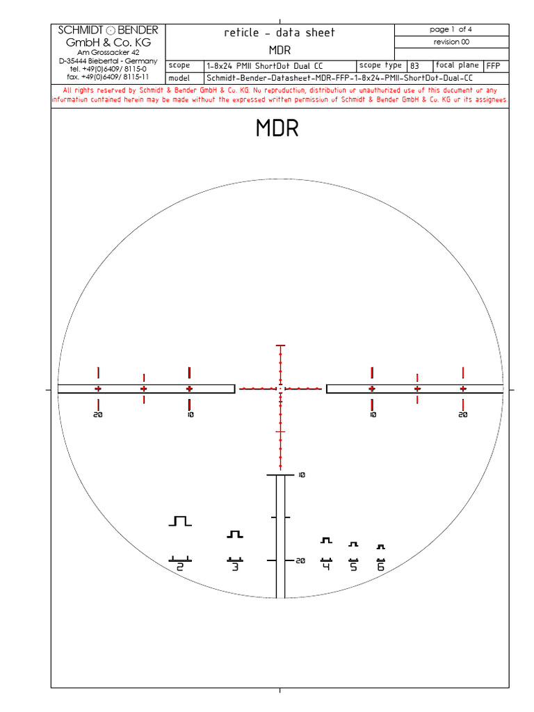 Schmidt Bender Datasheet MDR FFP 1 8x24 PMII ShortDot Dual CC | PDF ...