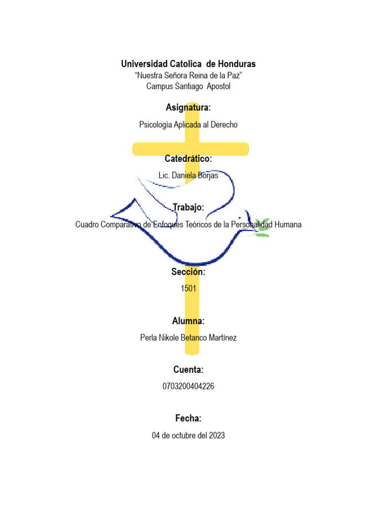 Cuadro Comparativo de Enfoques Teoricos de La Personalidad Humana ...