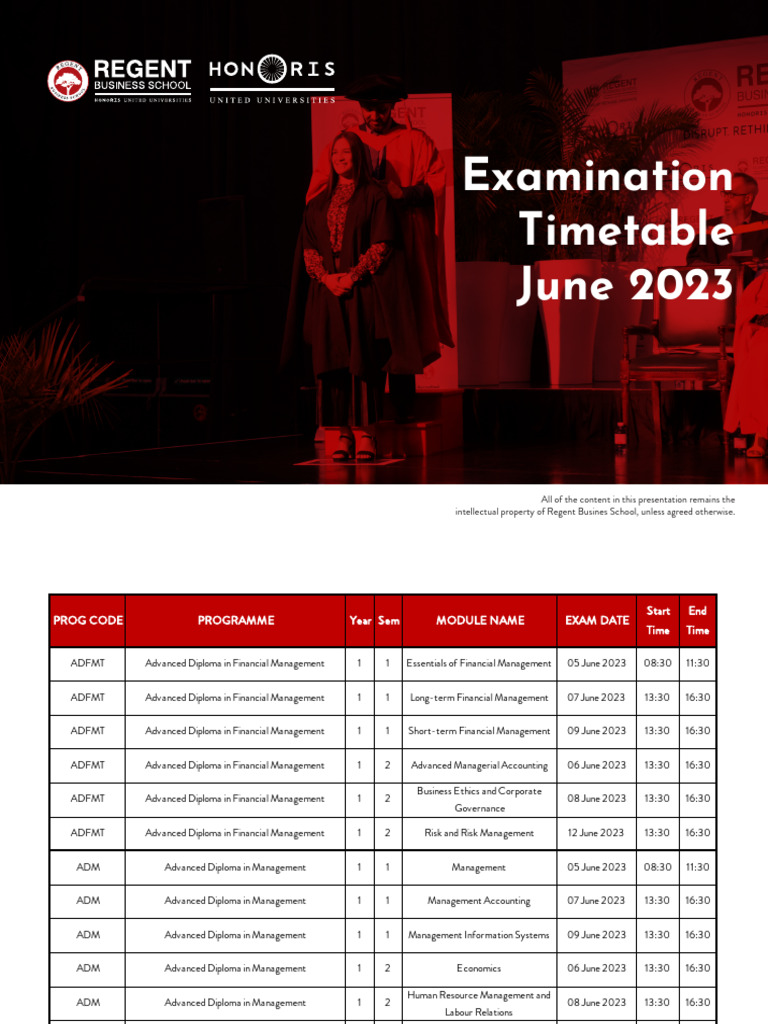 Examination Timetable June 2023 | PDF | Accounting | Retail