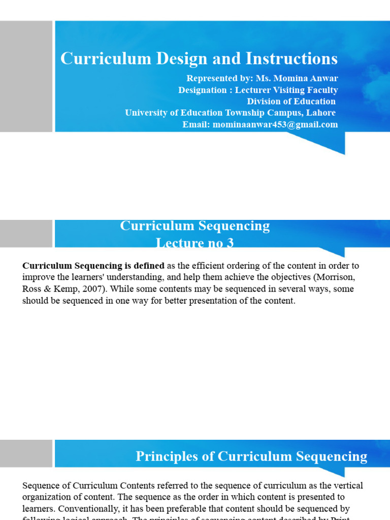 Curriculum Design and Instructions Lecture No 3 (2) | PDF | Curriculum | Learning