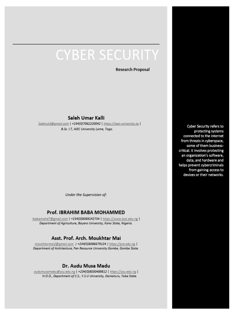 5 - 1. Research Proposal - Cyber Security | Download Free PDF | Security | Computer Security