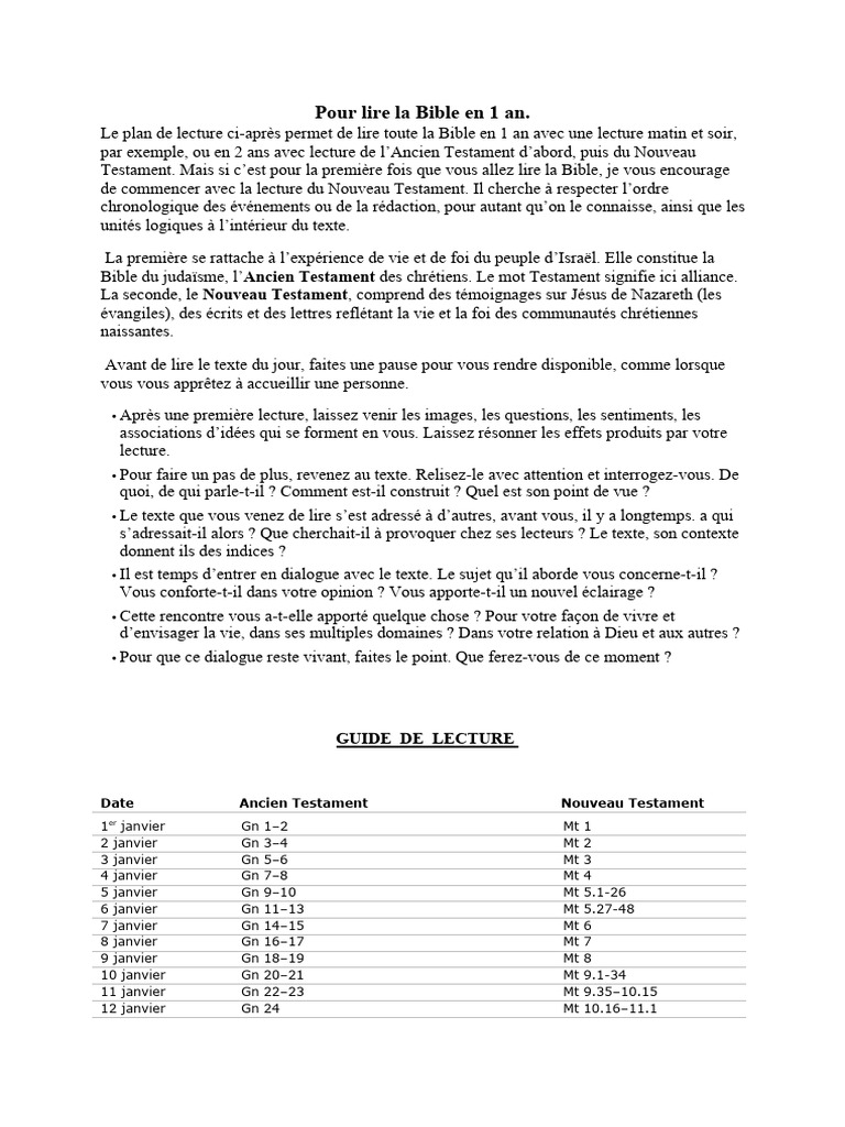 Guide Lecture Biblique | PDF | Bible