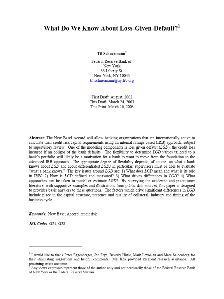 What Do We Know About Loss-Given-Default | PDF | Debt | Valuation (Finance)