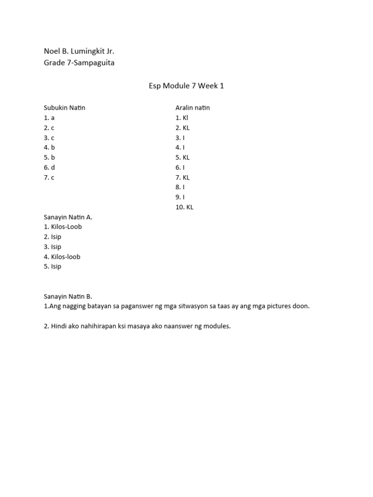 Esp Module 7 Week 1 | PDF