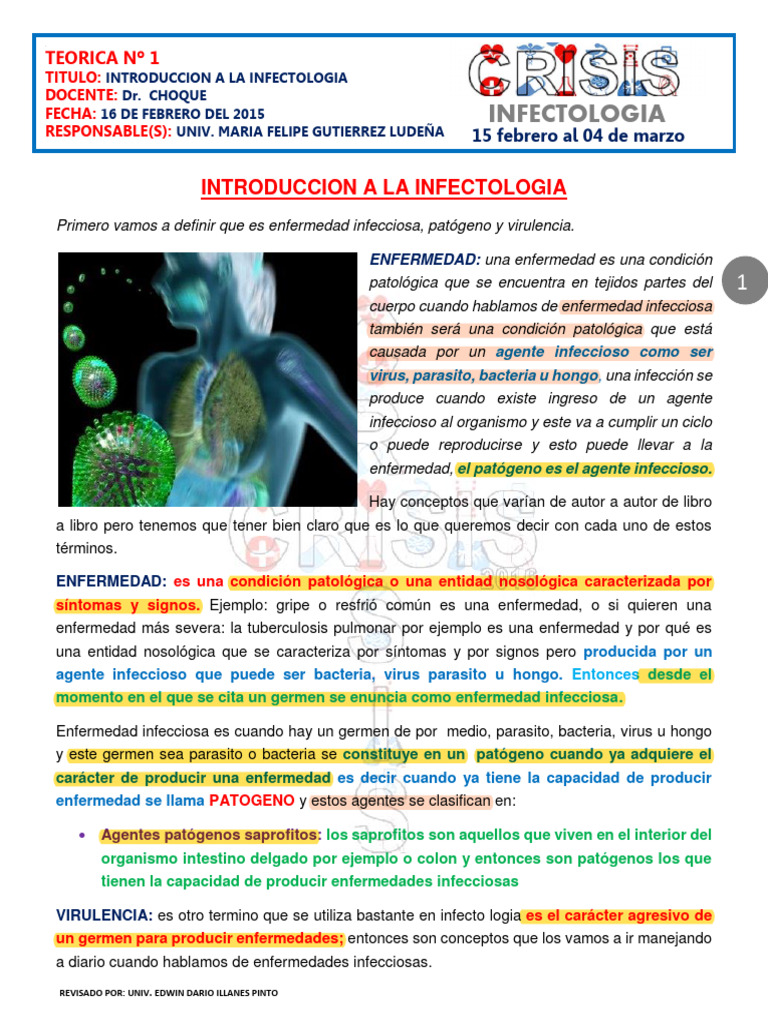 Apuntes Infecto | PDF | Infección | Patógeno