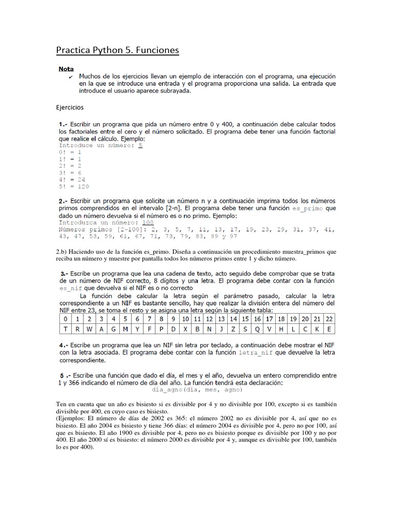 Practica Python 5. Funciones | PDF