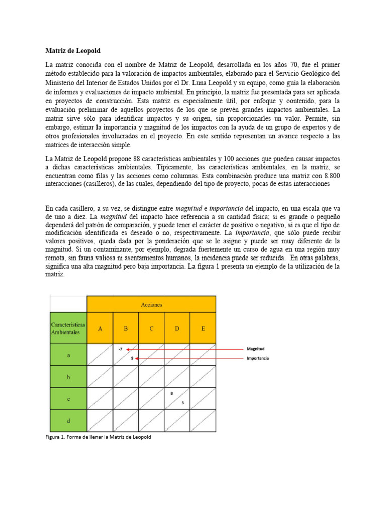 Matriz de Leopold - Uso | PDF | Matriz (Matemáticas)